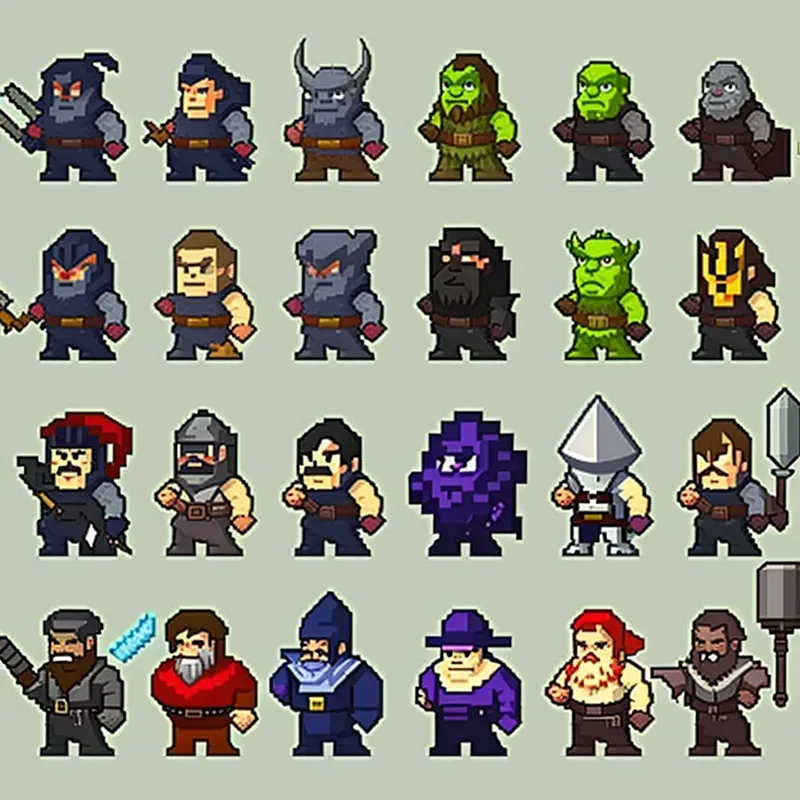 RPG Character And Monster Sprite Sets Midjourney Prompt | PromptBase