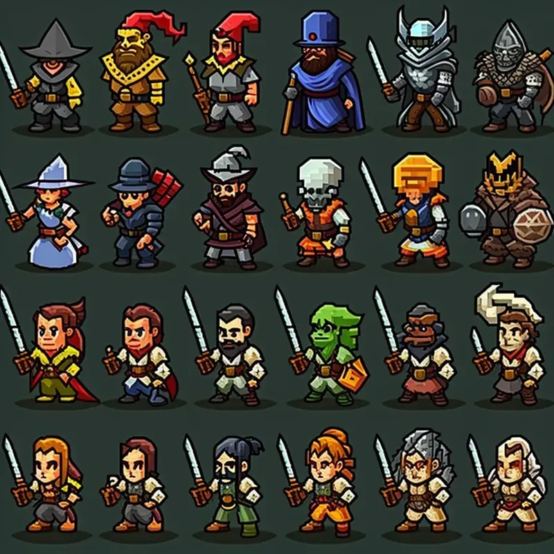 RPG Character And Monster Sprite Sets Midjourney Prompt | PromptBase