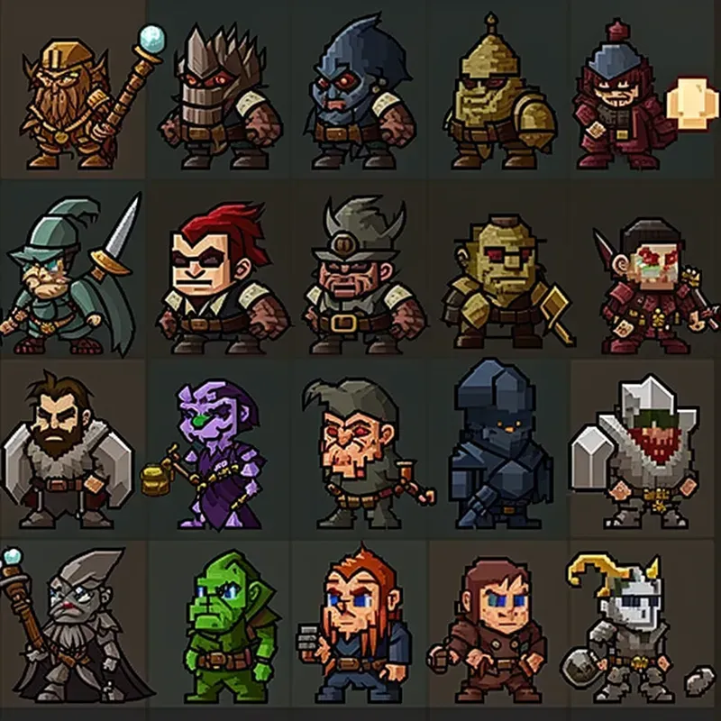 RPG Character And Monster Sprite Sets Midjourney Prompt | PromptBase