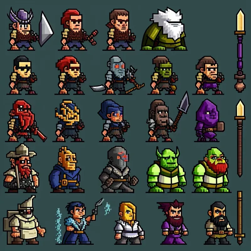 RPG Character And Monster Sprite Sets Midjourney Prompt | PromptBase