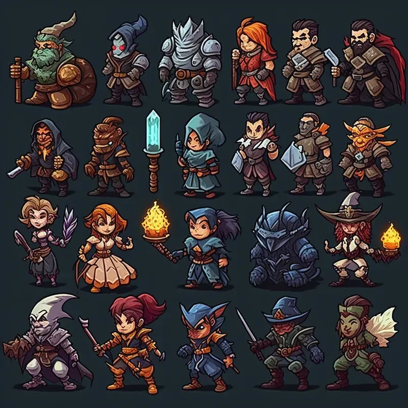 RPG Character And Monster Sprite Sets Midjourney Prompt | PromptBase