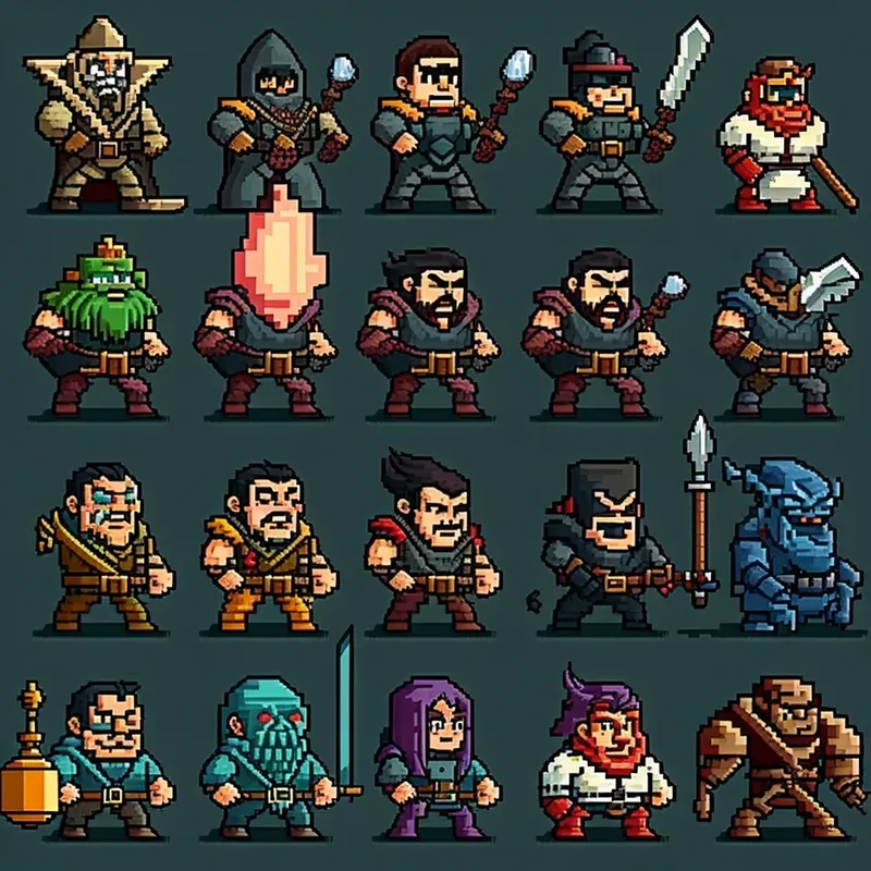 RPG Character And Monster Sprite Sets Midjourney Prompt | PromptBase