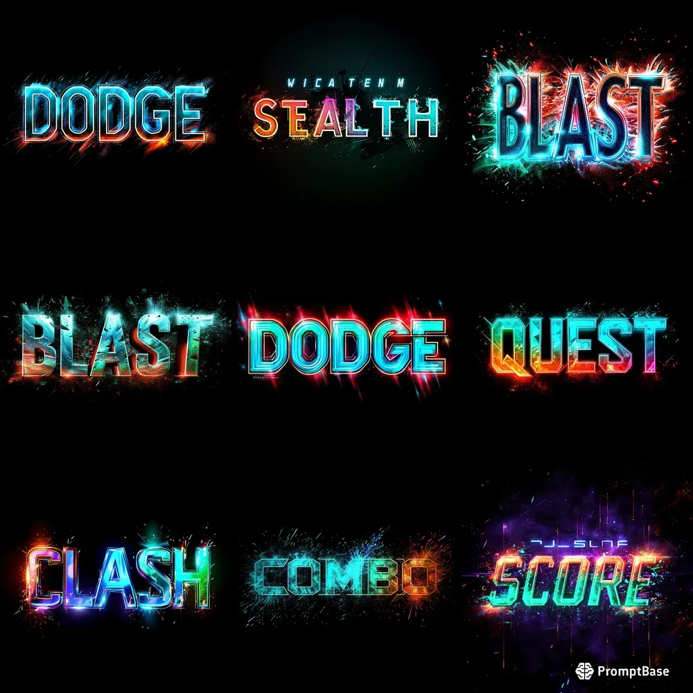 Combat Gaming Fonts Lettering Custom Texts Midjourney Prompt | PromptBase
