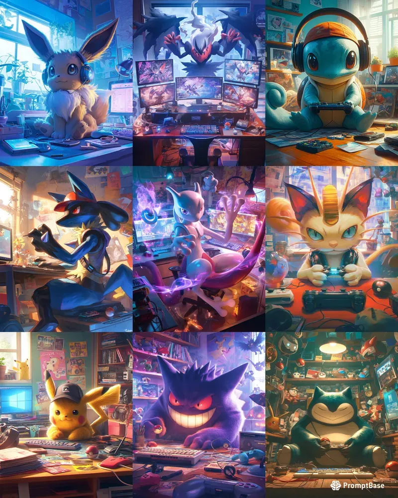 Gamerthemed Pokemon Portraits Midjourney Prompt | PromptBase