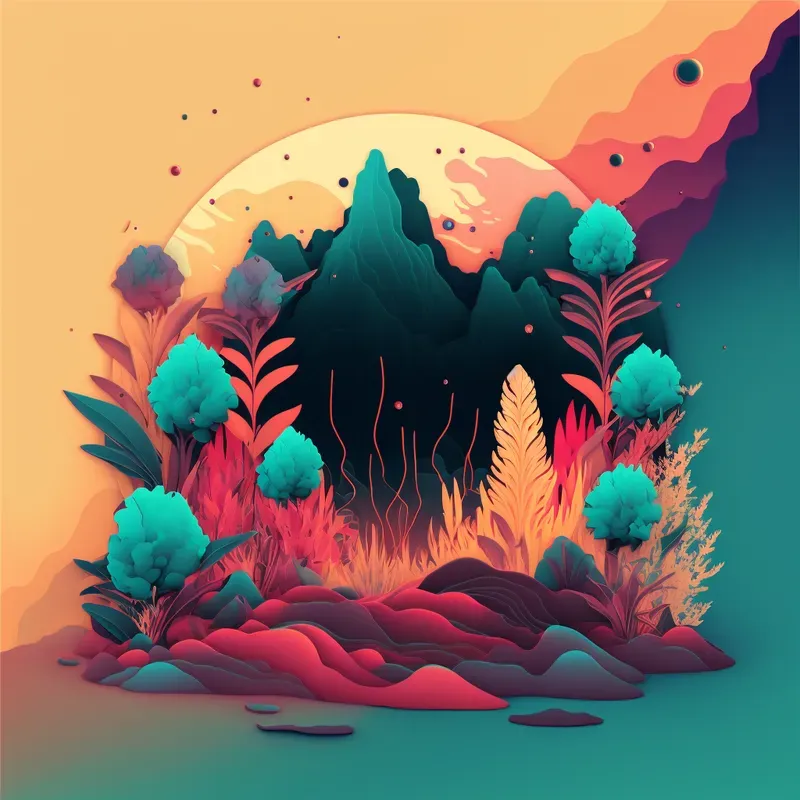 Abstract And Vibrant Nature Themed Art Midjourney Prompt | PromptBase