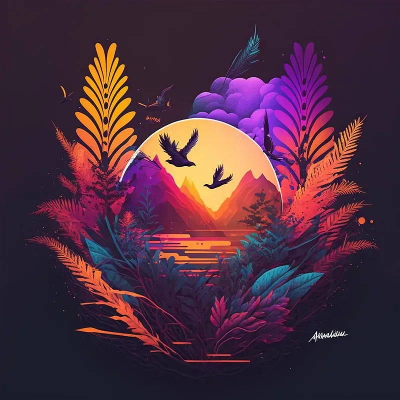 Abstract And Vibrant Nature Themed Art Midjourney Prompt | PromptBase