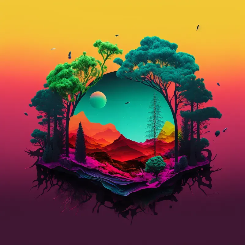 Abstract And Vibrant Nature Themed Art Midjourney Prompt | PromptBase