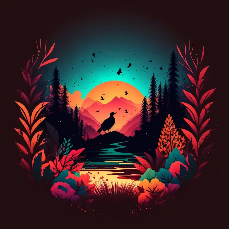 Abstract And Vibrant Nature Themed Art Midjourney Prompt | PromptBase