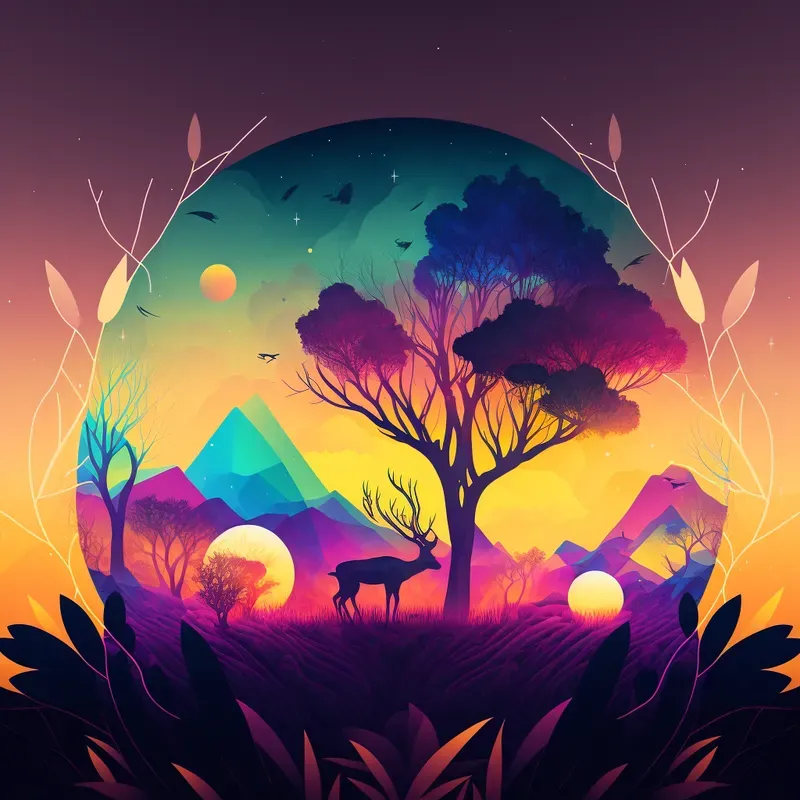 Abstract And Vibrant Nature Themed Art Midjourney Prompt | PromptBase