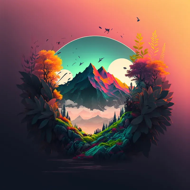 Abstract And Vibrant Nature Themed Art Midjourney Prompt | PromptBase