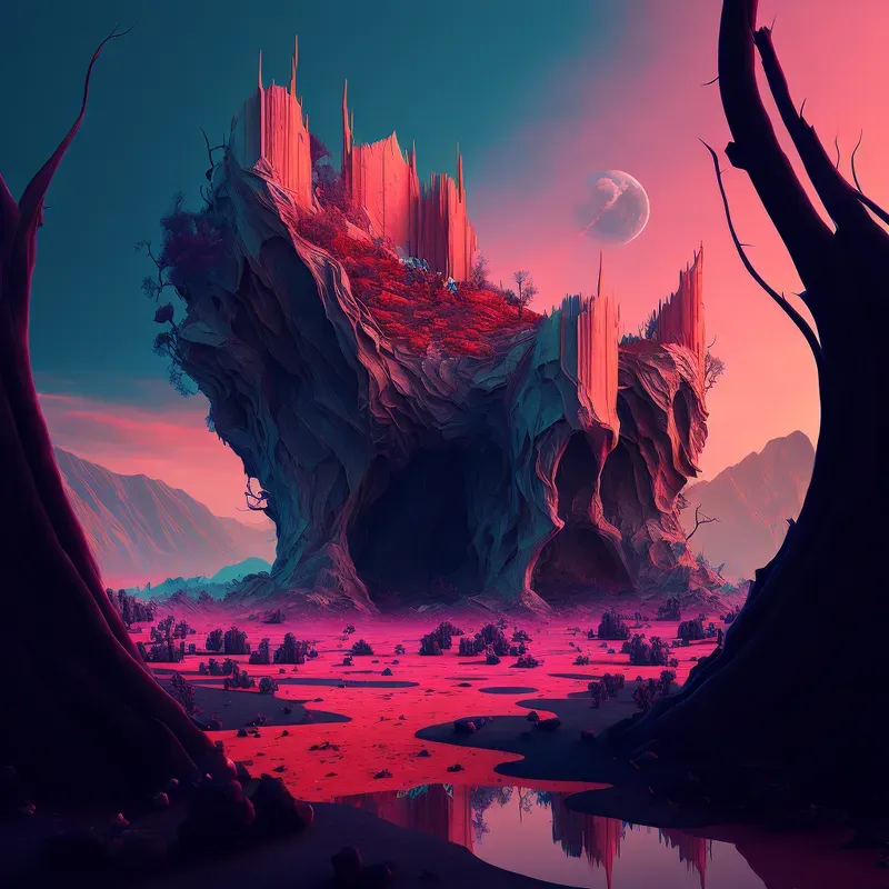 Surreal Landscape Renders Midjourney Prompt | PromptBase