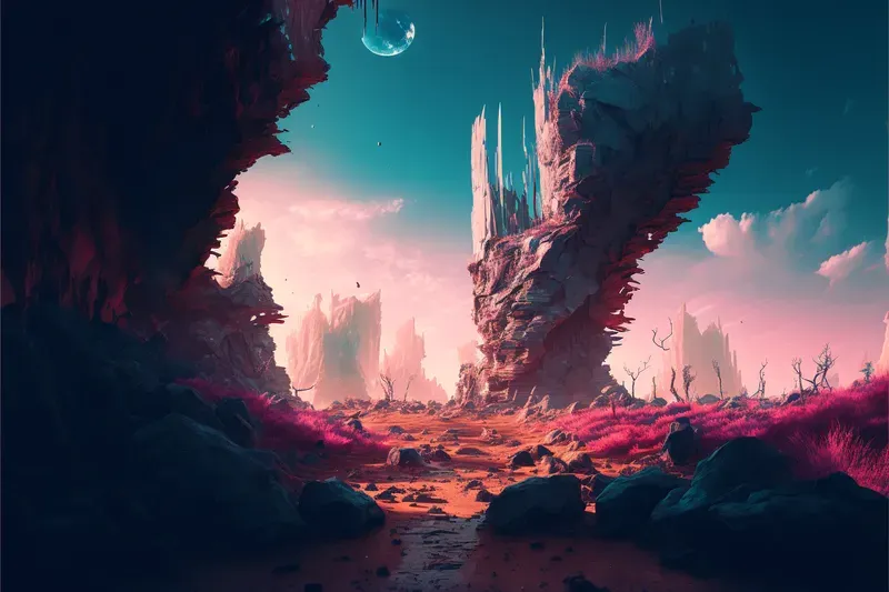 Surreal Landscape Renders Midjourney Prompt | PromptBase