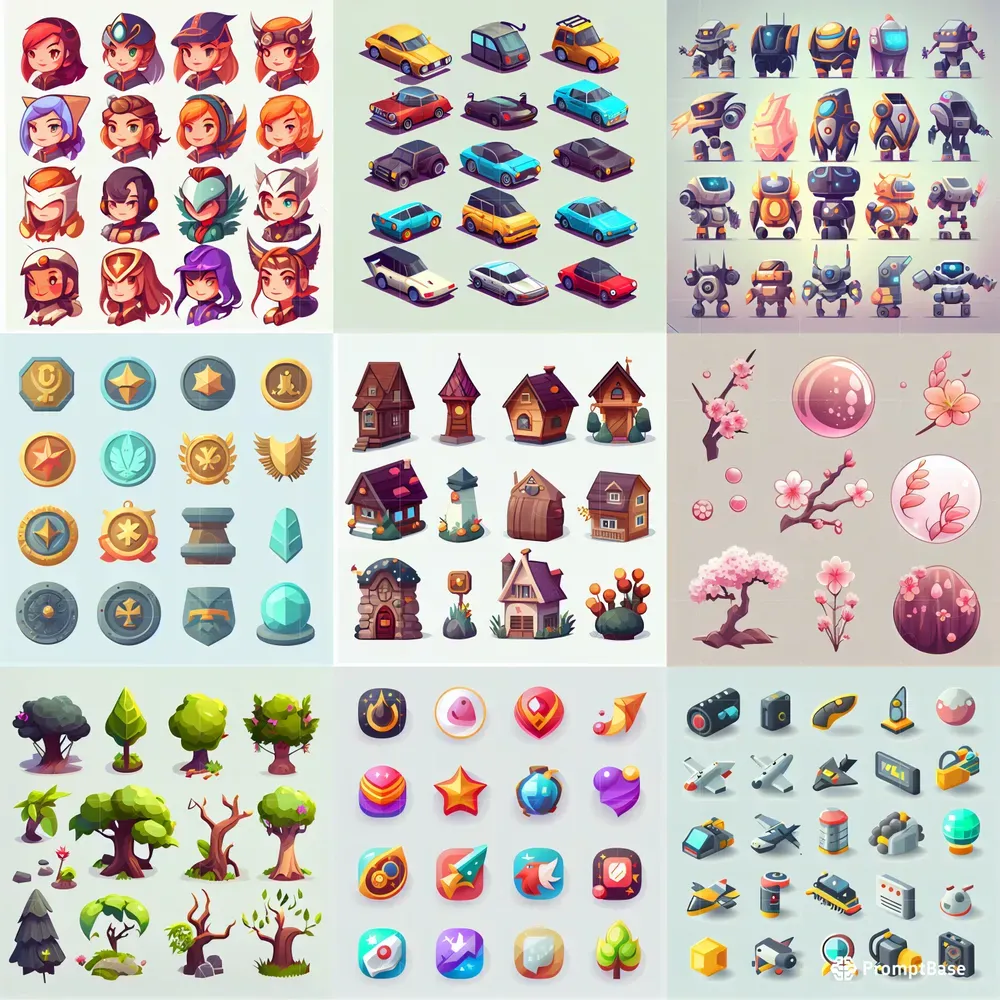 Sets Of Icons Midjourney Prompt | PromptBase
