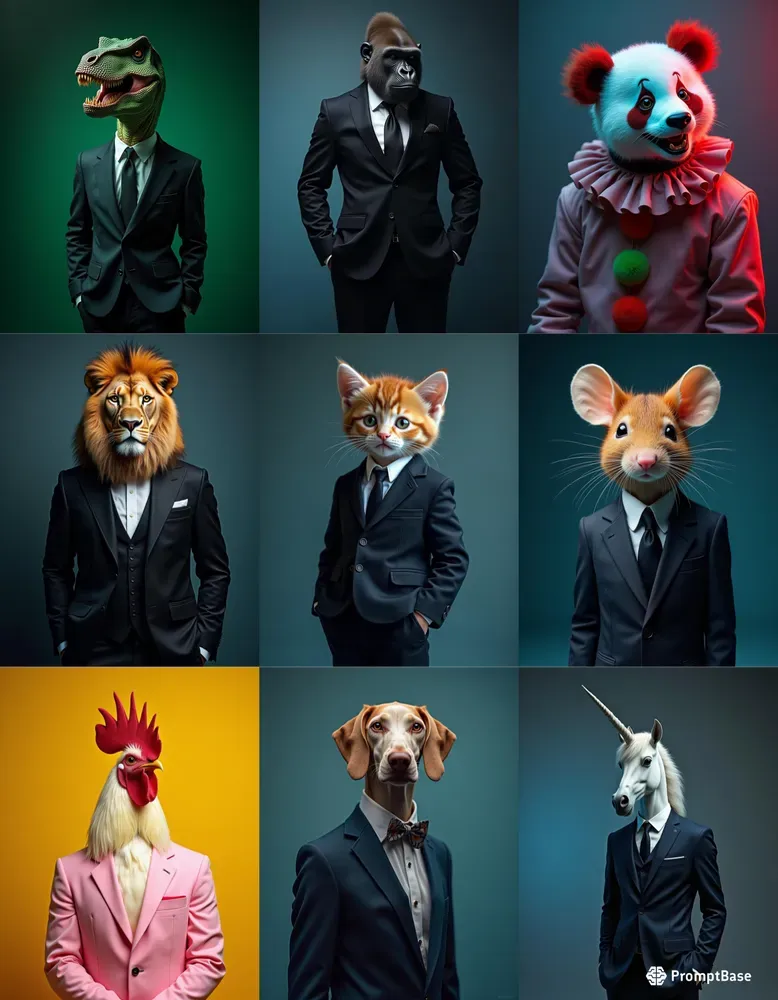 Animals In Suits FLUX Prompt | PromptBase