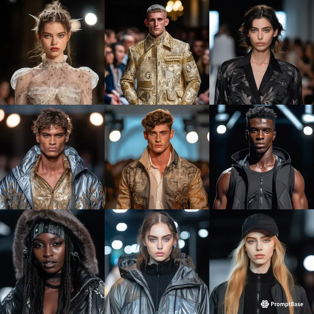 Runway Model Catwalk Fashion Photographs Midjourney Prompt | PromptBase