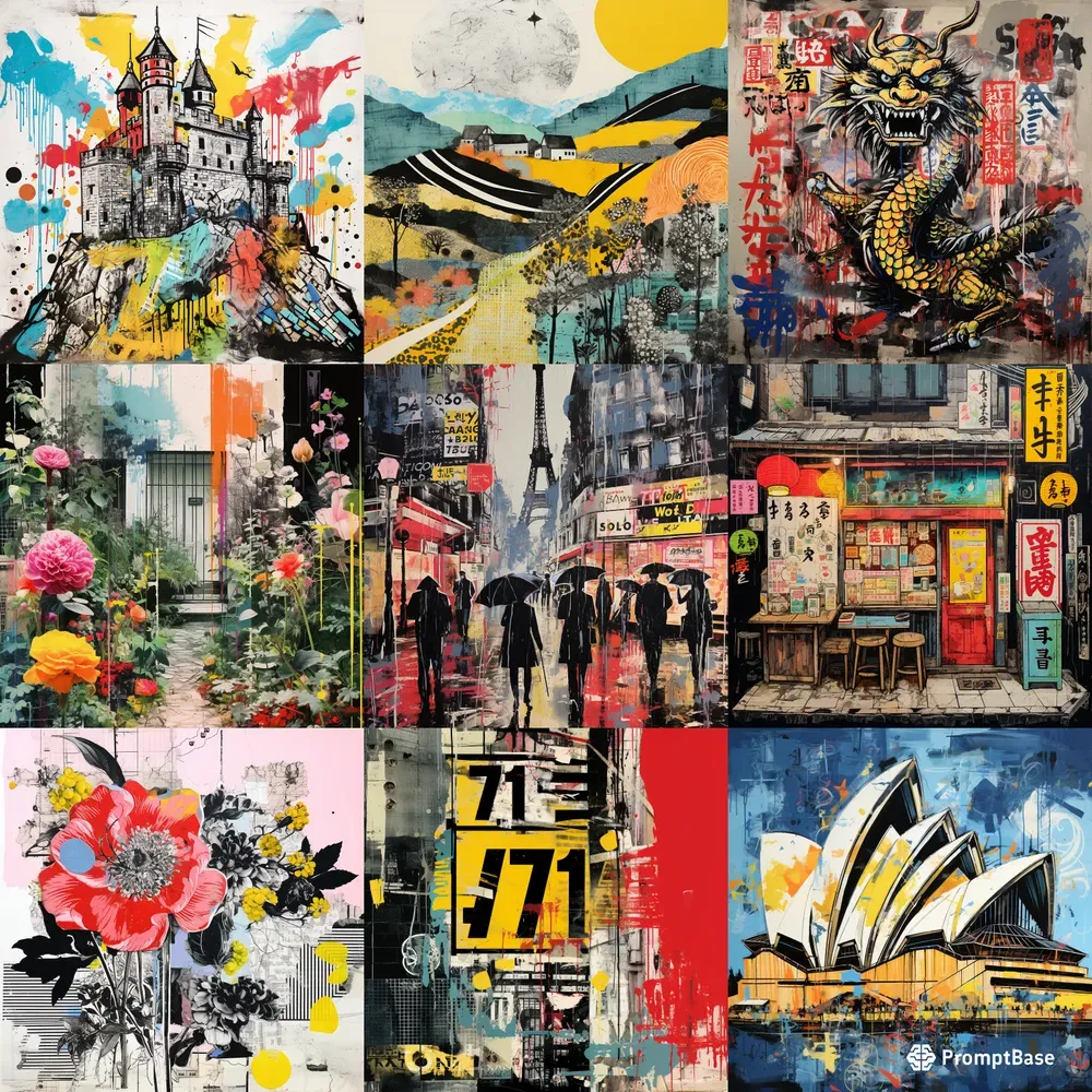 Graffiti Mixed Media Artworks Midjourney Prompt | PromptBase