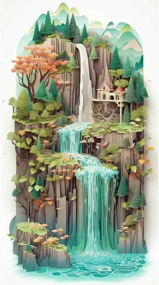 Paper Art Landscape Wallpapers Midjourney Prompt | PromptBase