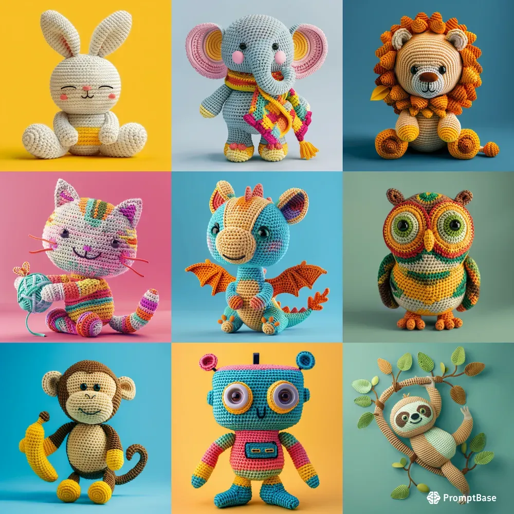 Cute Crocheted Characters Midjourney Prompt | PromptBase