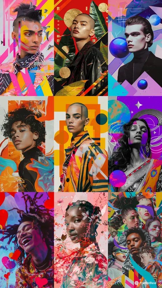 Abstract Vogue Fashion Fusion Collages Midjourney Prompt | PromptBase