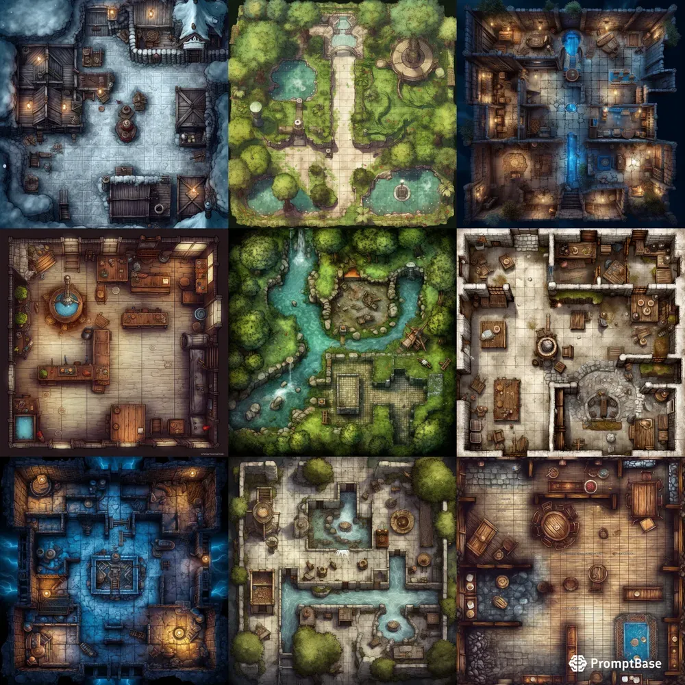 Fast RPG Tabletop Maps Midjourney Prompt | PromptBase