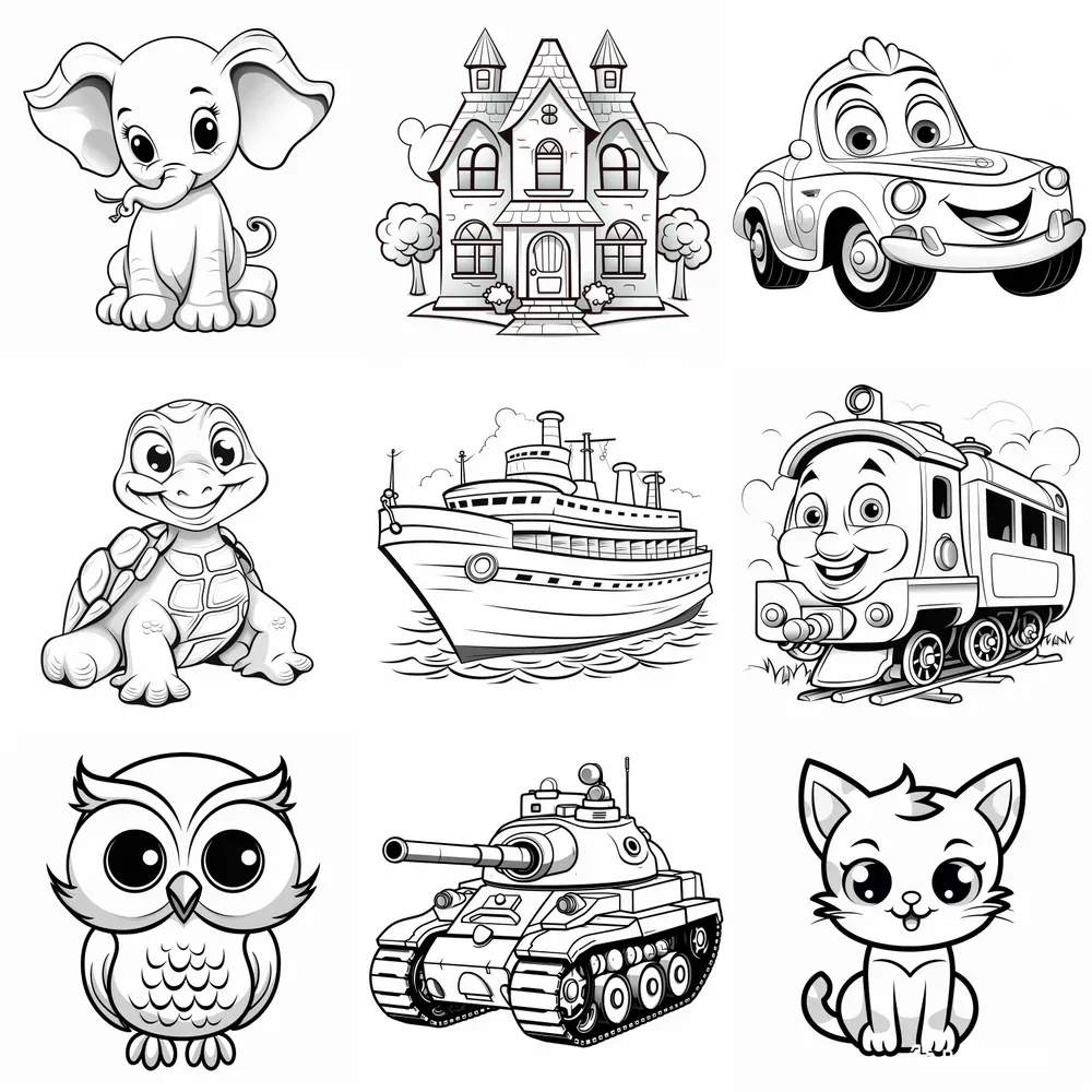 Cute Figures To Color For Children Midjourney Prompt | PromptBase