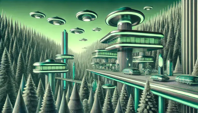 Retro Futuristic Landscapes DALL·E Prompt | PromptBase