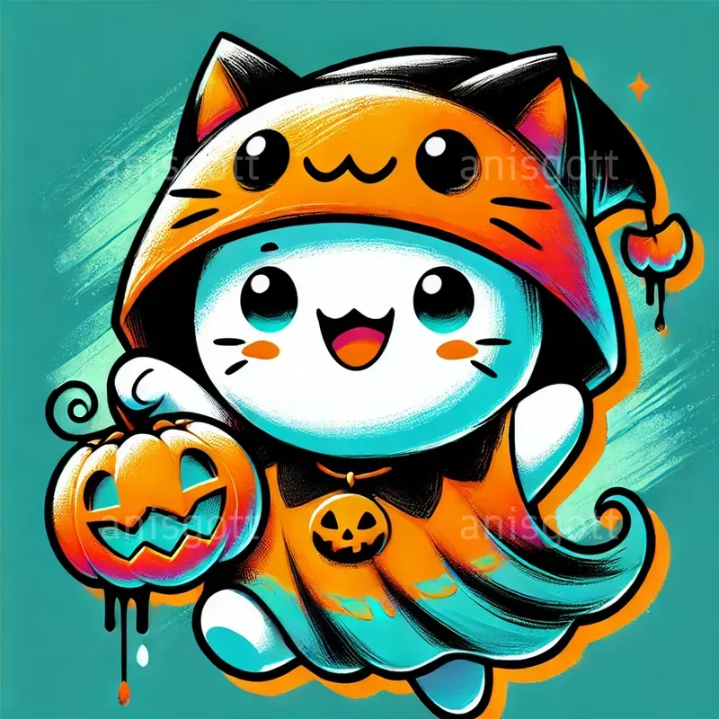 Cheerful Halloween Chibi Ghosts Cliparts DALL·E Prompt | PromptBase