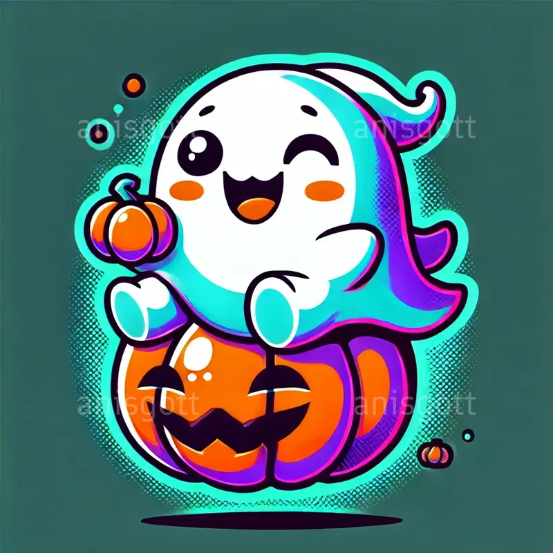 Cheerful Halloween Chibi Ghosts Cliparts DALL·E Prompt | PromptBase