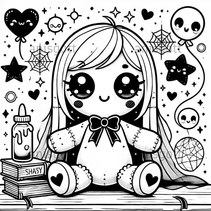 Spooky Gothic Cute Coloring Scenes DALL·E Prompt | PromptBase