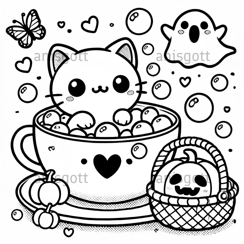Cozy Ghost Adventure Coloring Pages DALL·E Prompt | PromptBase