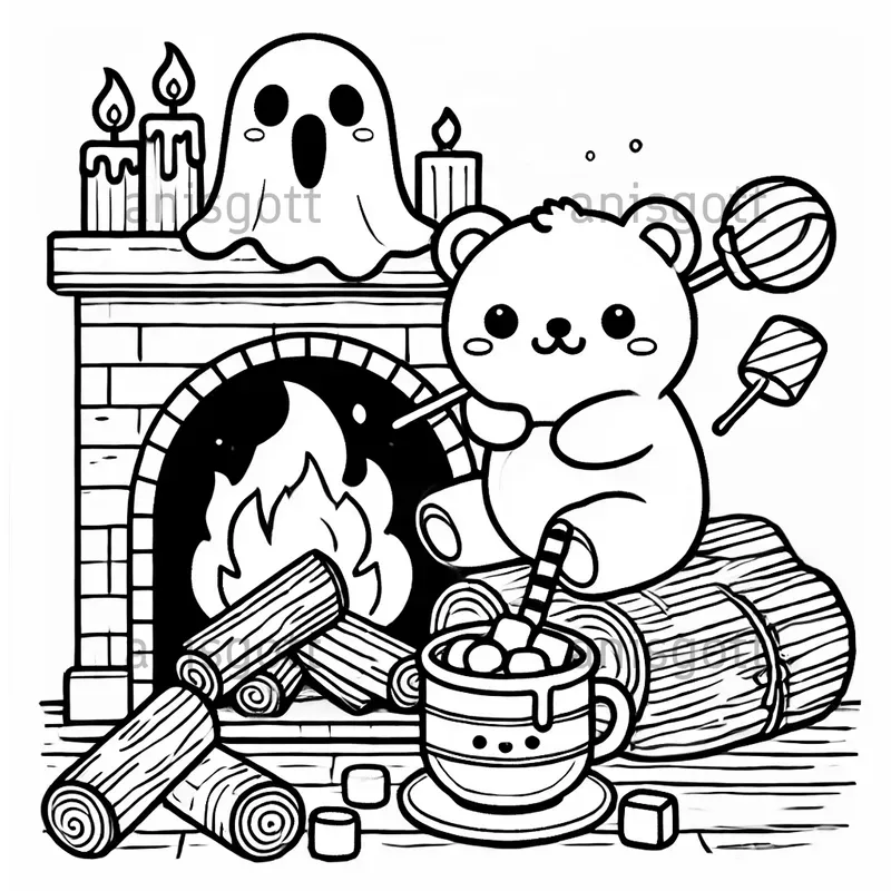 Cozy Ghost Adventure Coloring Pages DALL·E Prompt | PromptBase