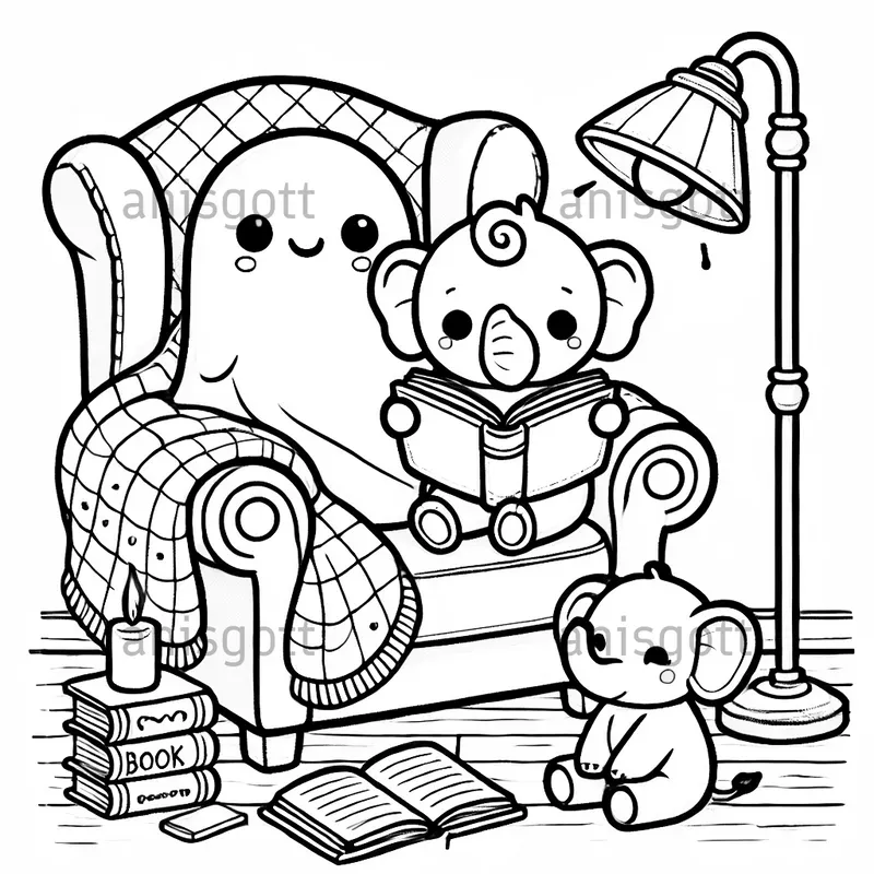 Cozy Ghost Adventure Coloring Pages DALL·E Prompt | PromptBase