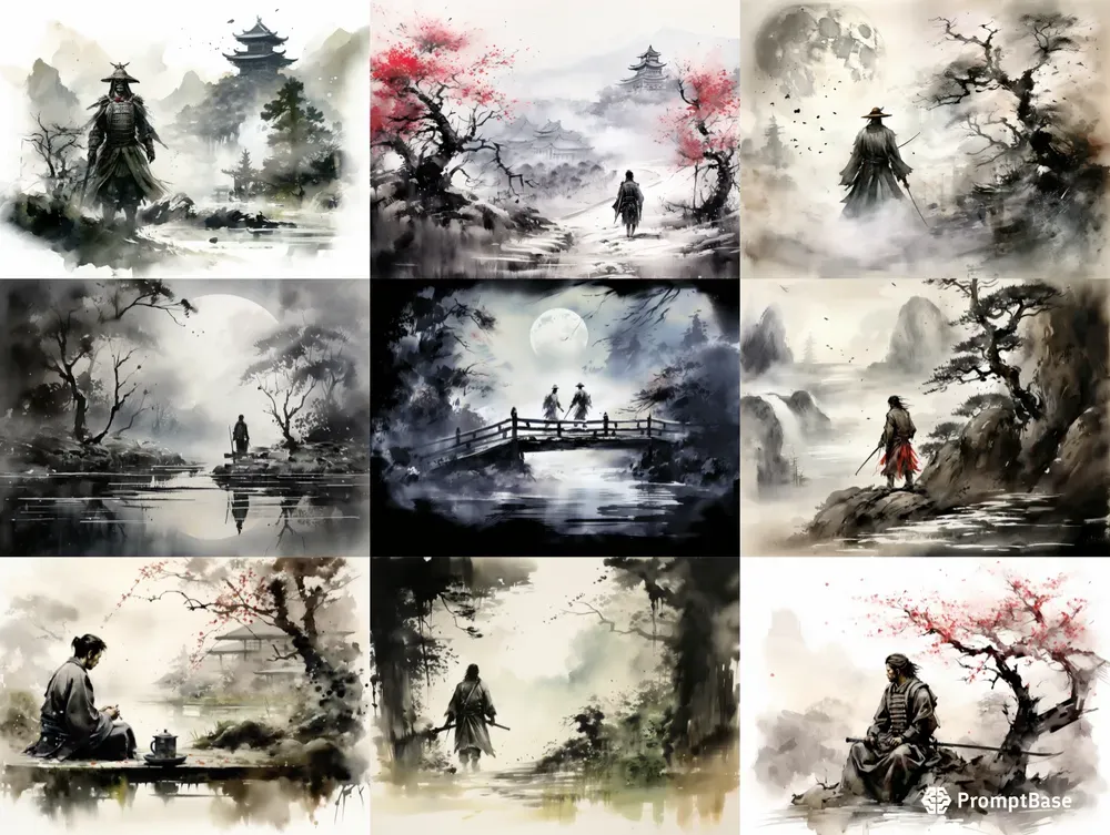 Ink Chronicles Ancient Samurai Midjourney Prompt | PromptBase