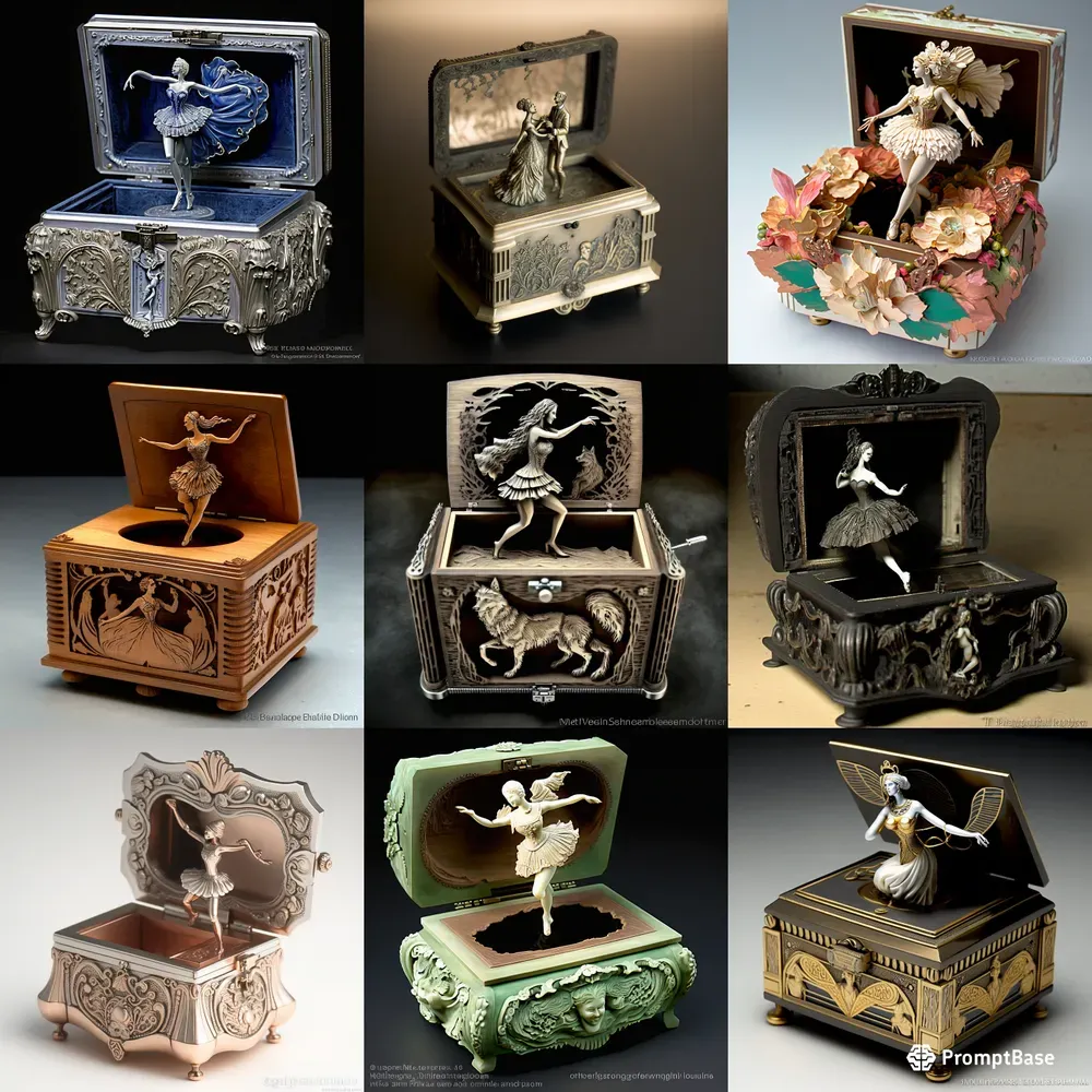 Vintage Dancer Music Box Designs Midjourney Prompt | PromptBase