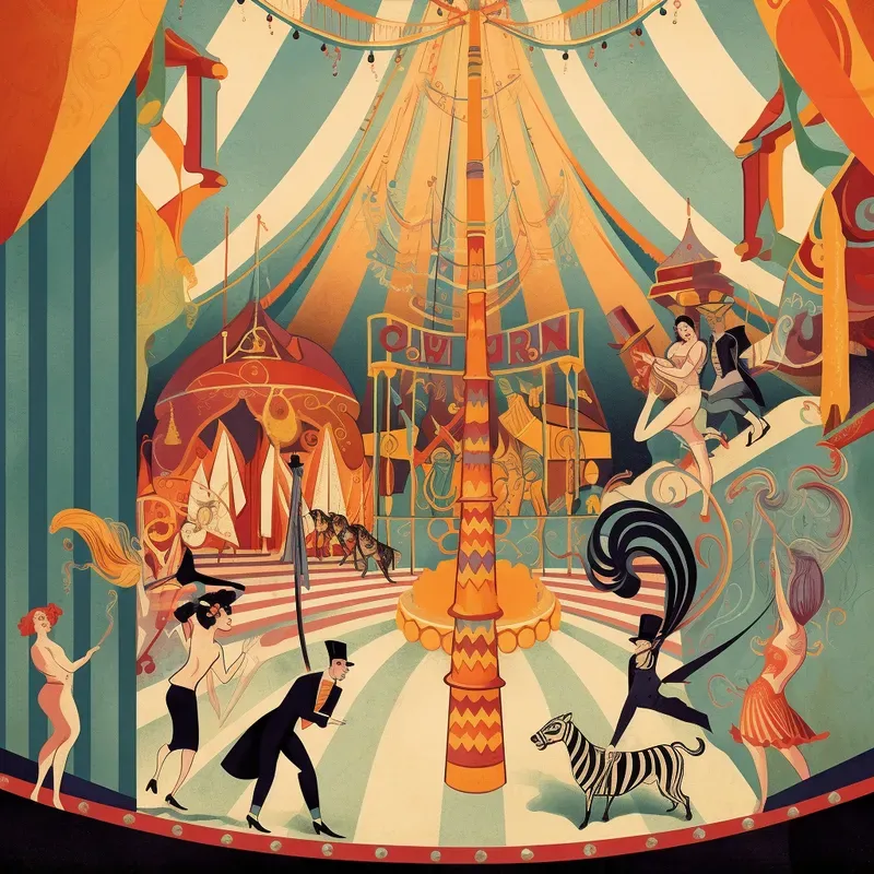 Whimsical Vintage Circus Scenes Midjourney Prompt | PromptBase