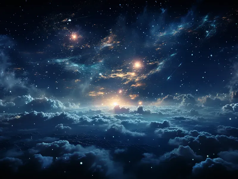 Dramatic Skyscapes Clouds And Stars Midjourney Prompt | PromptBase