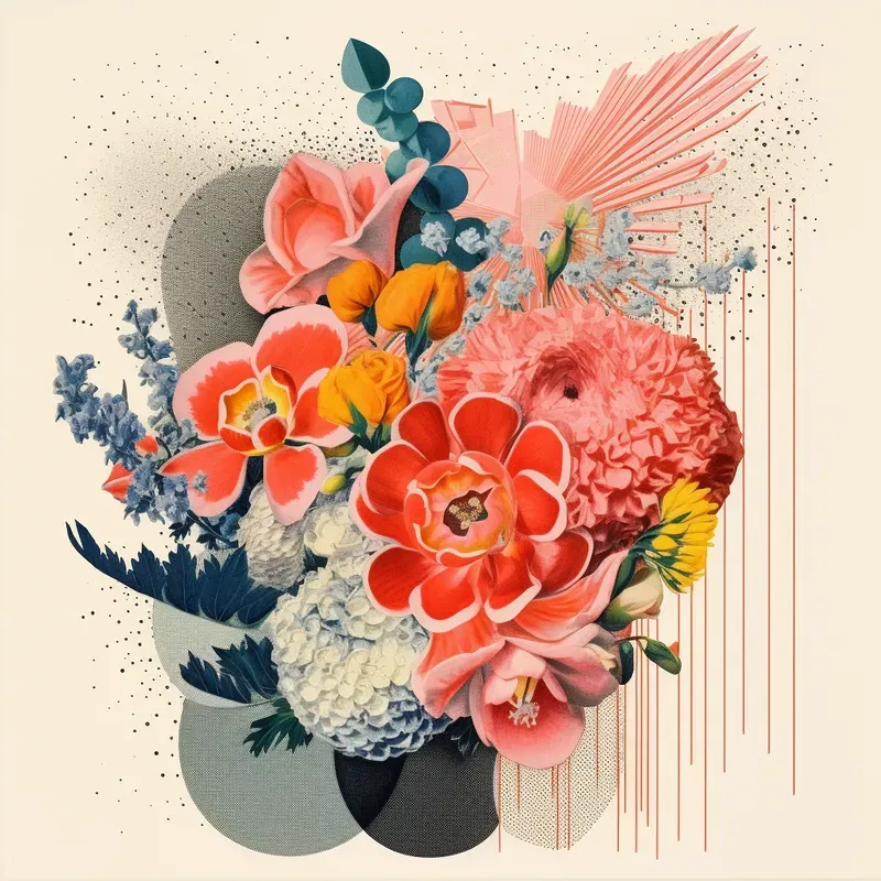 Risograph Collage Poster Art Midjourney Prompt | PromptBase