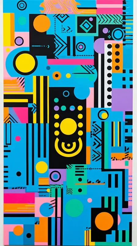 80s Style Abstract Paintings Colorful Midjourney Prompt | PromptBase