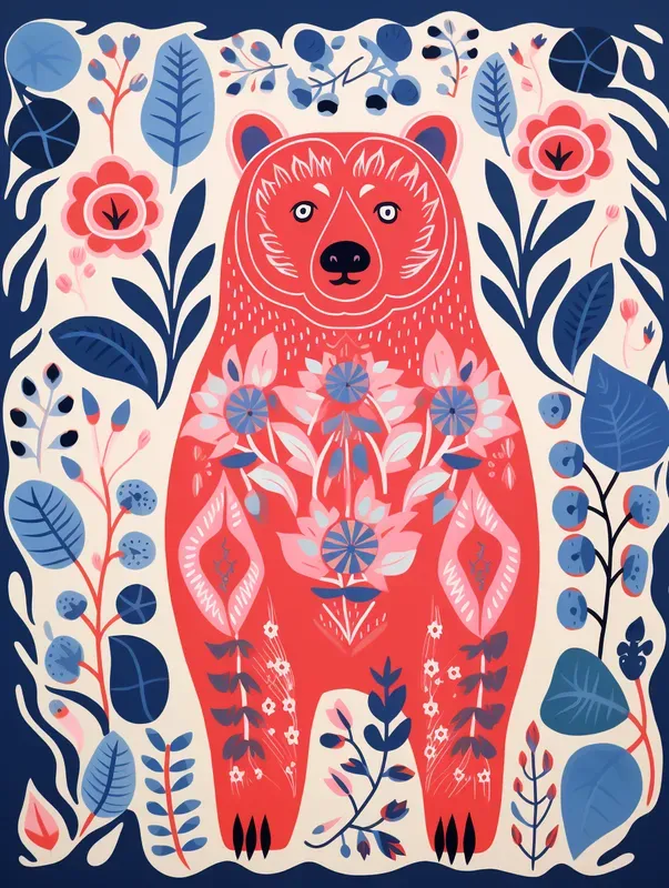 Hygge Style Bold Folk Art Posters Midjourney Prompt | PromptBase