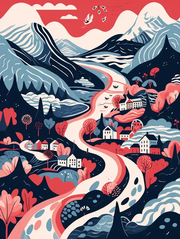 Hygge Style Bold Folk Art Posters Midjourney Prompt | PromptBase