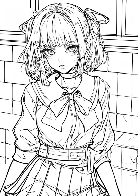 Anime Girls Coloring Pages Printables Midjourney Prompt | PromptBase