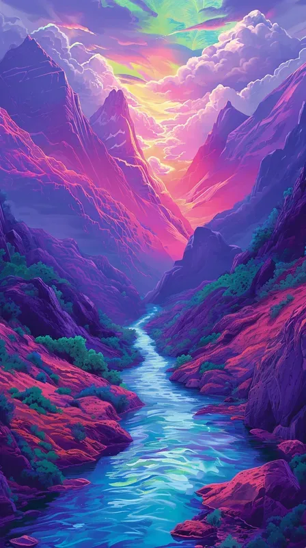 Lisa Frank Psychedelic Landscape Posters Midjourney Prompt | PromptBase