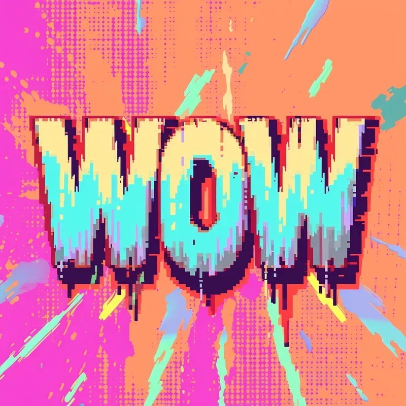 80s Style Pixel Word Stickers Midjourney Prompt | PromptBase