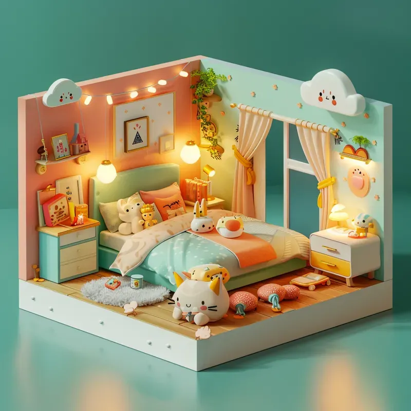 Cute 3D Isometric Rooms Environments Midjourney Prompt | PromptBase