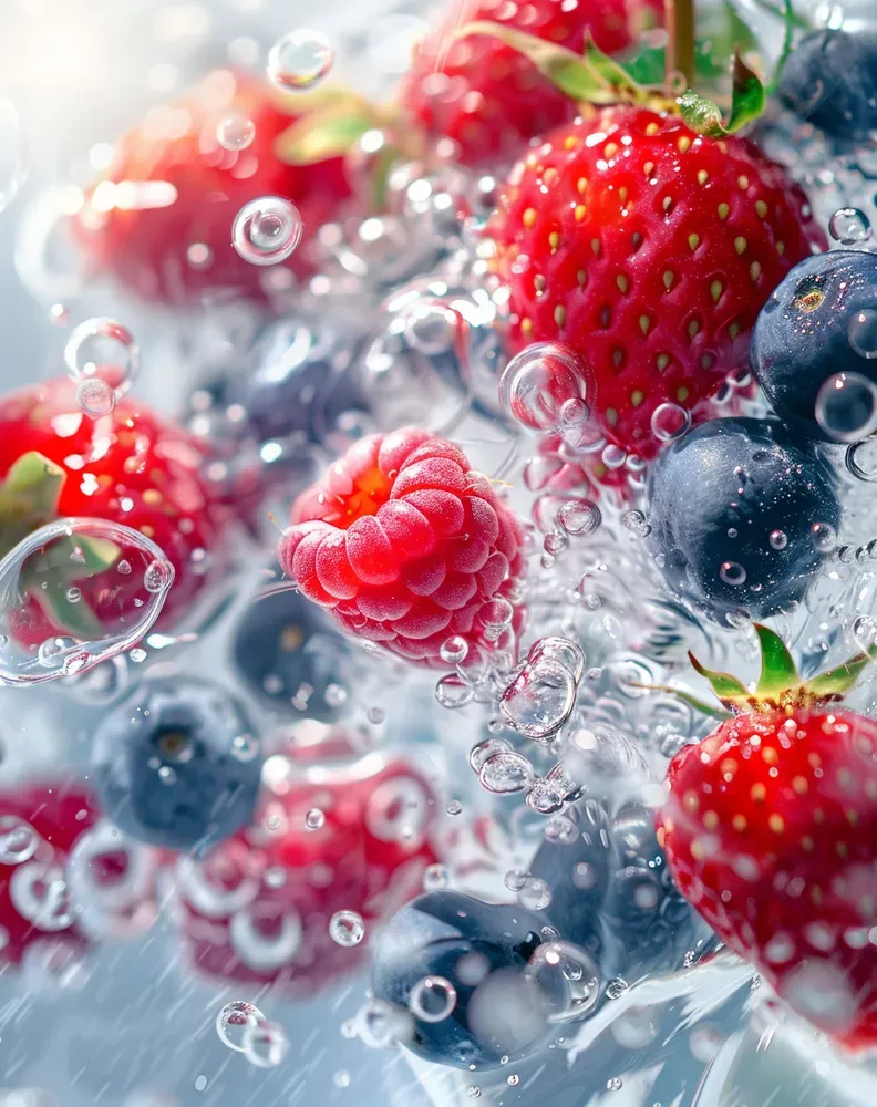 Fruits In Sparkling Bubble Water Midjourney Prompt | PromptBase