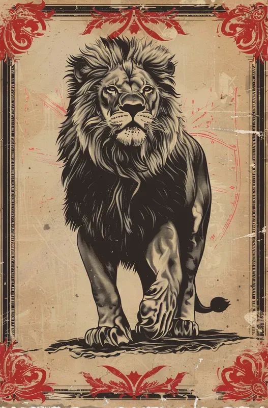 Vintage Animal Circus Posters Red Black Midjourney Prompt | PromptBase