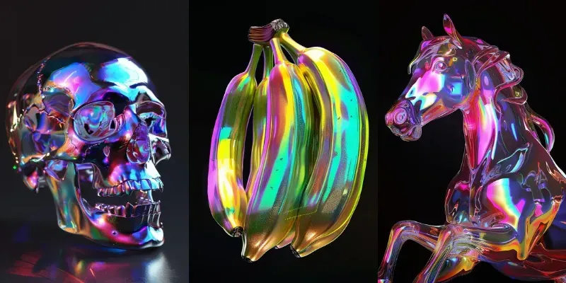 Iridescent Rainbow Holographic Objects Midjourney Prompt | PromptBase