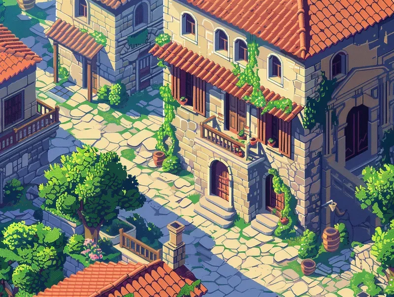 Retro Isometric Game Environments Screens Midjourney Prompt | PromptBase