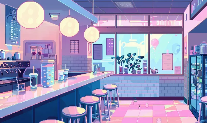 Chill Lofi Pixel Art Backgrounds Midjourney Prompt | PromptBase