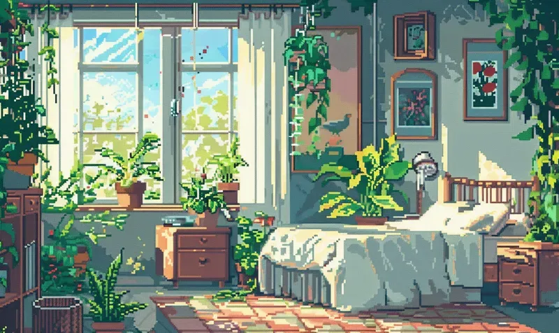 Chill Lofi Pixel Art Backgrounds Midjourney Prompt | PromptBase